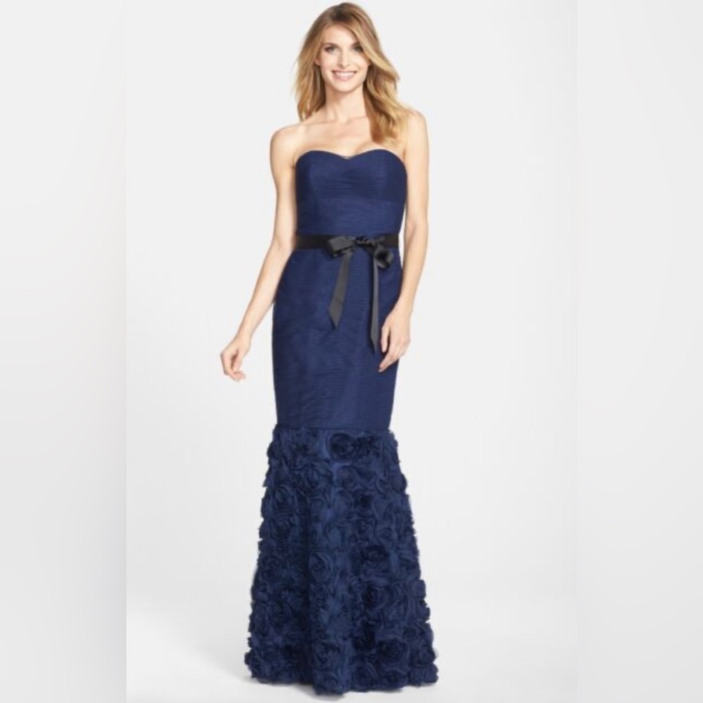 Js Collections Navy Blue Strapless Gown - Gem